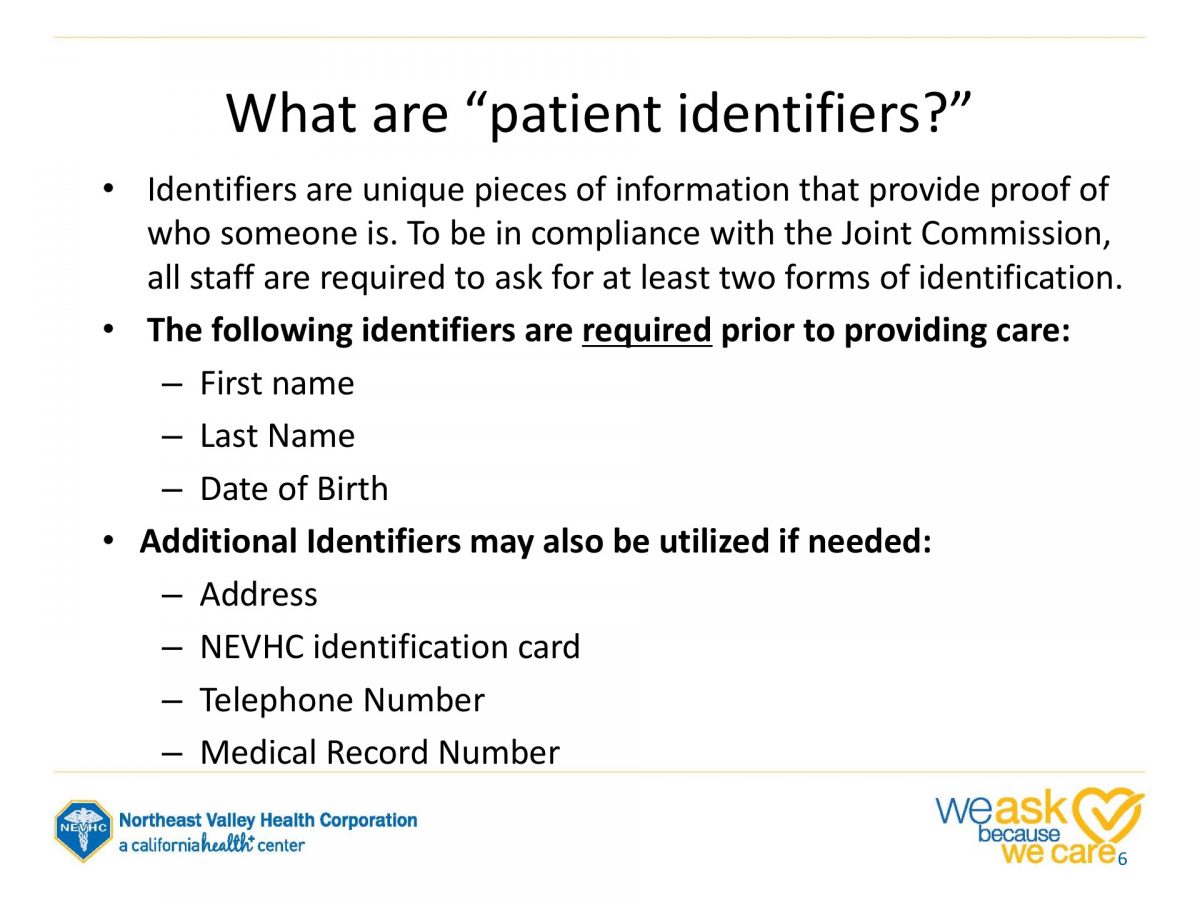 Slideshow Page – 2 Patient Identifier