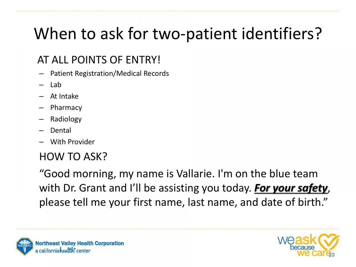 Slideshow Page – 2 Patient Identifier
